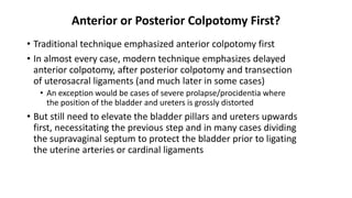 Vaginal Hysterectomy Anterior and Posterior Colpotomies | PPTX