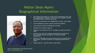 Author Study--Walter Dean Myers | PPTX