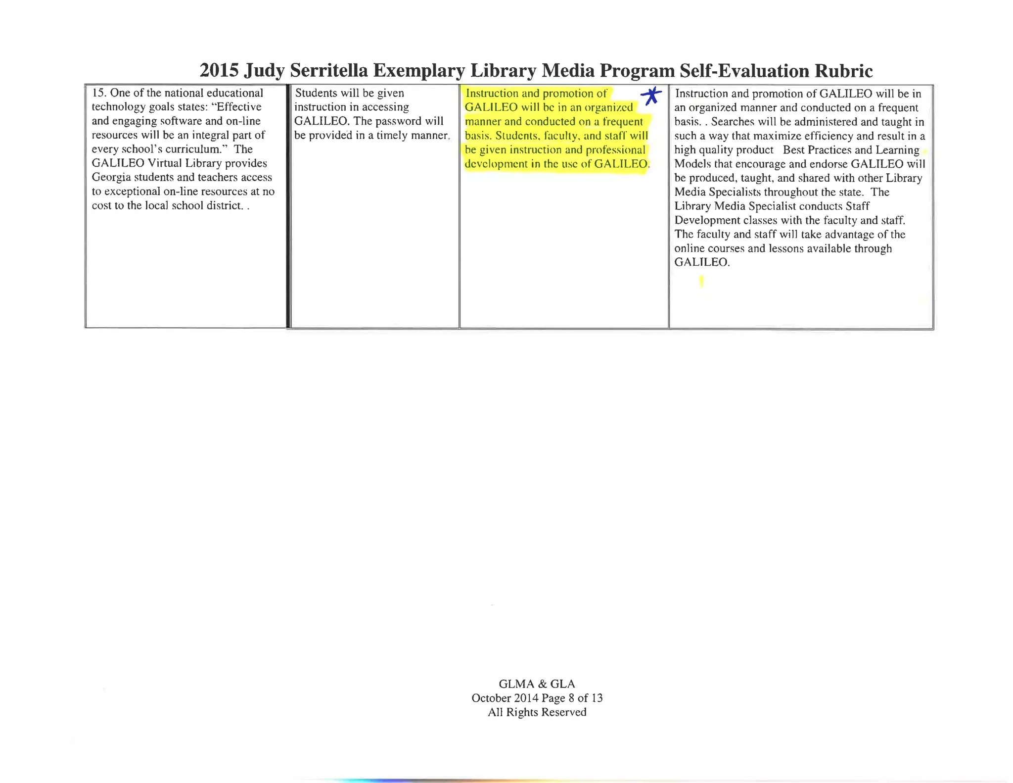 Michelle Colquitt Media Program Self-Evaluation Rubric | PPT