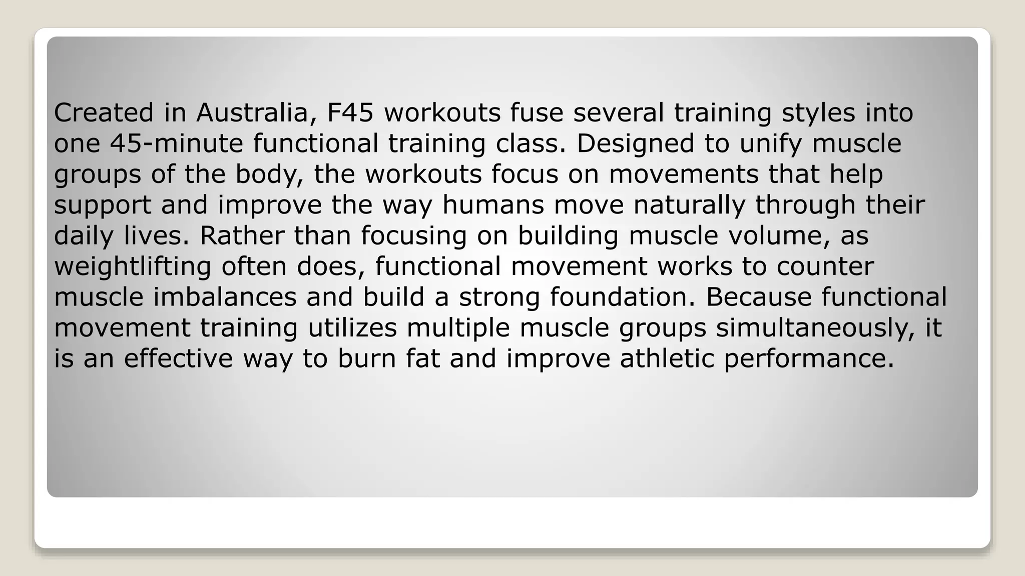 What Is an F45 Workout? | PPT