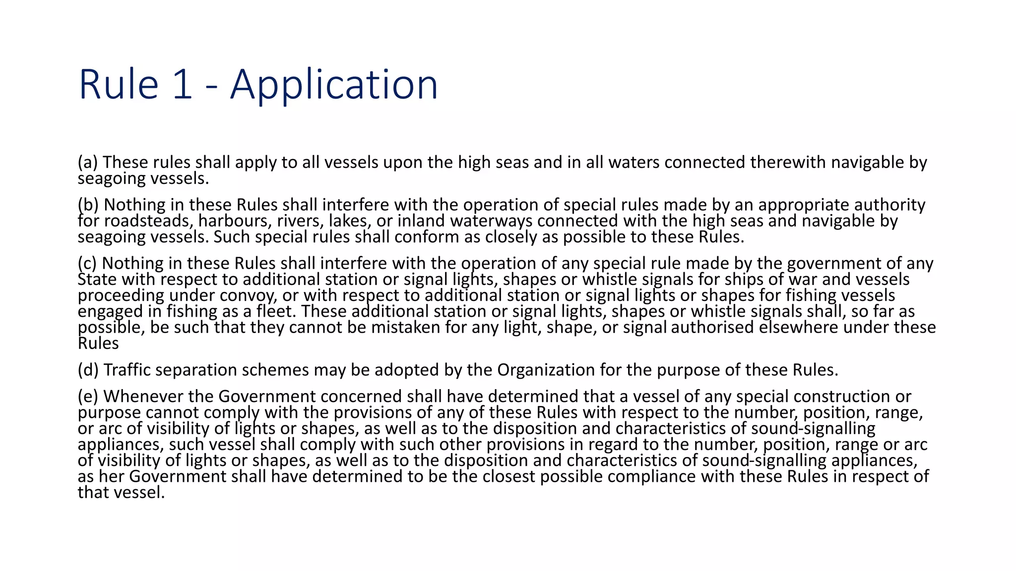 COLREG 1972, A Presentation | PPTX