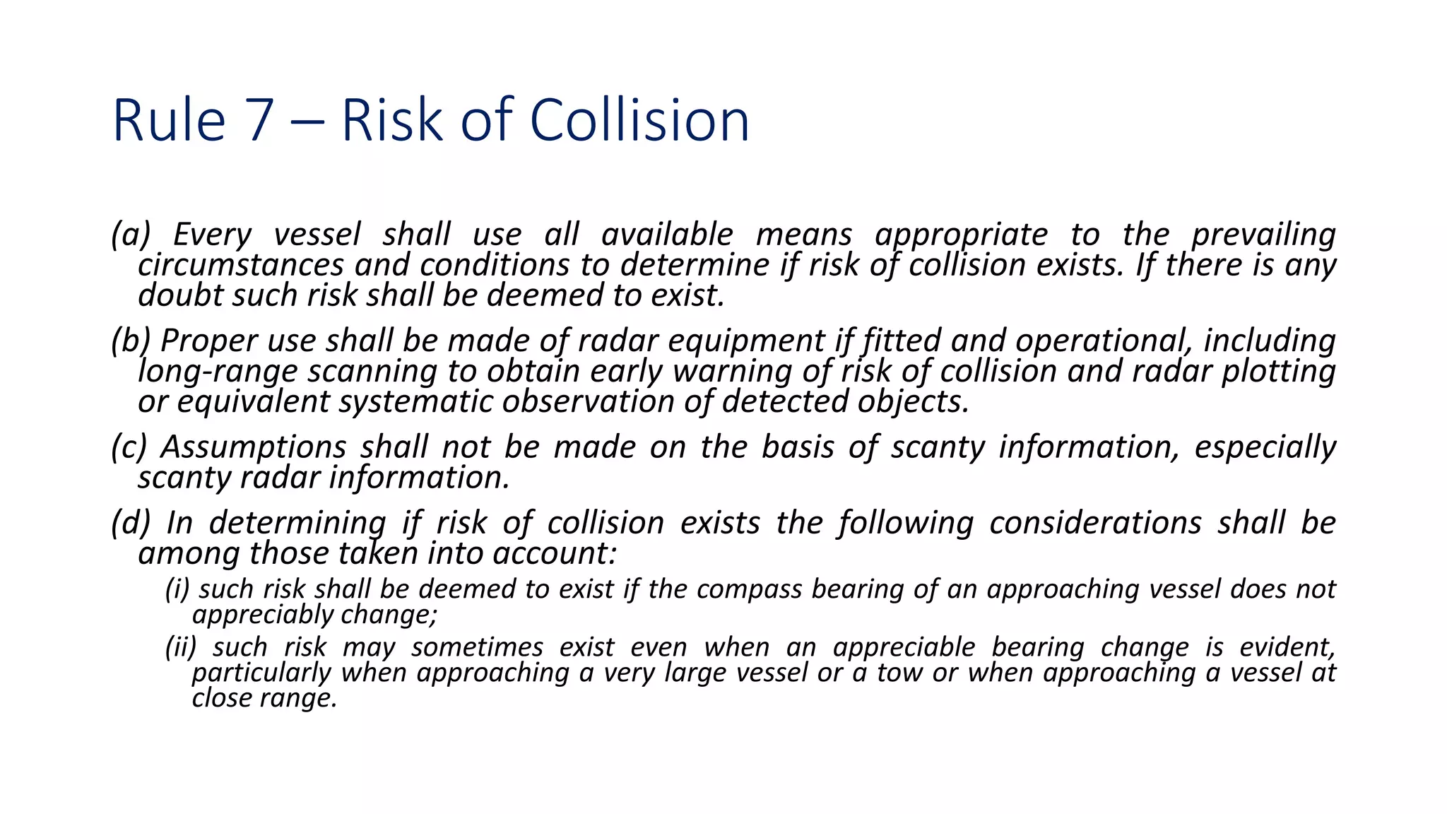 COLREG 1972, A Presentation | PPTX