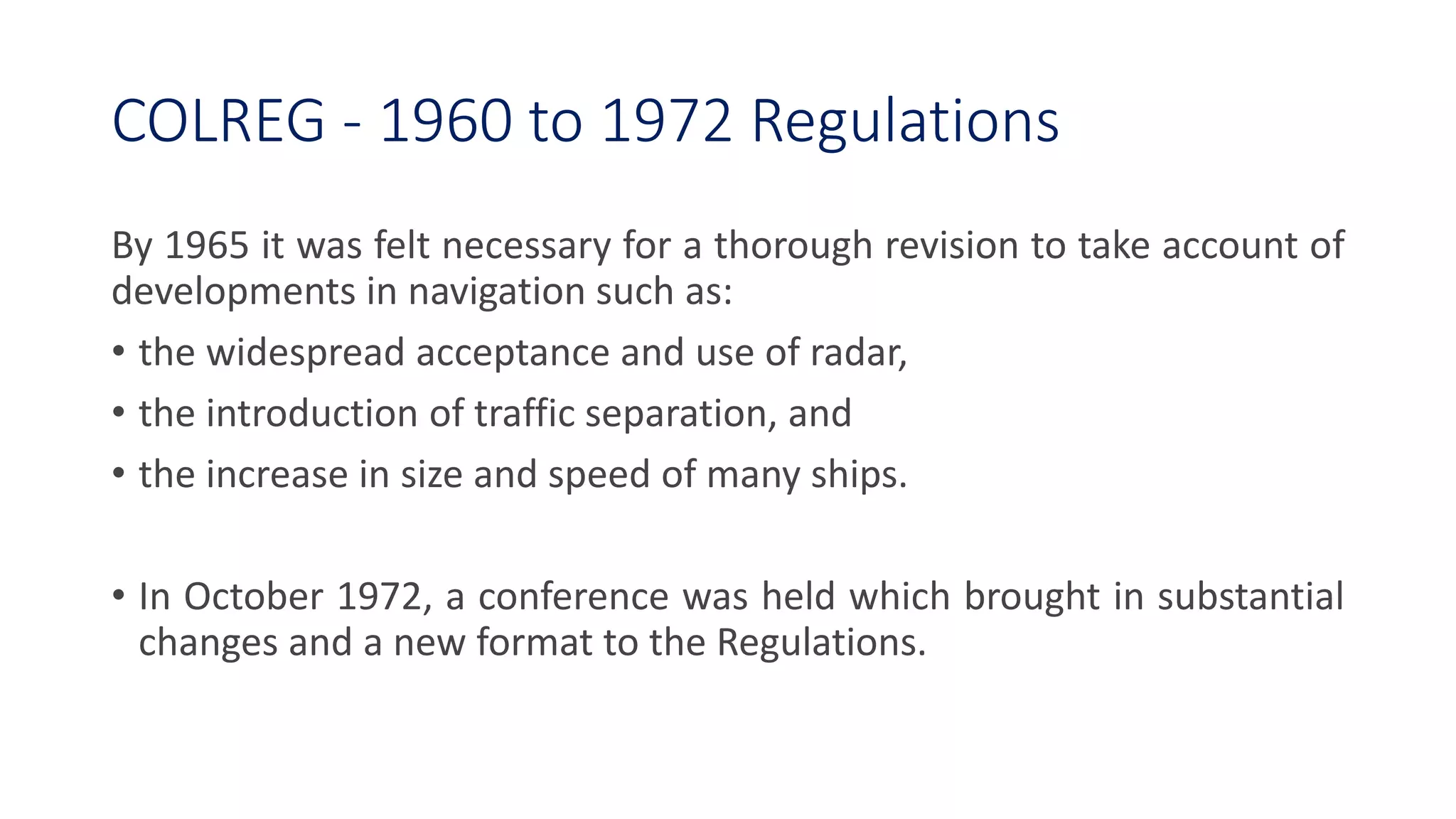 COLREG 1972, A Presentation | PPTX