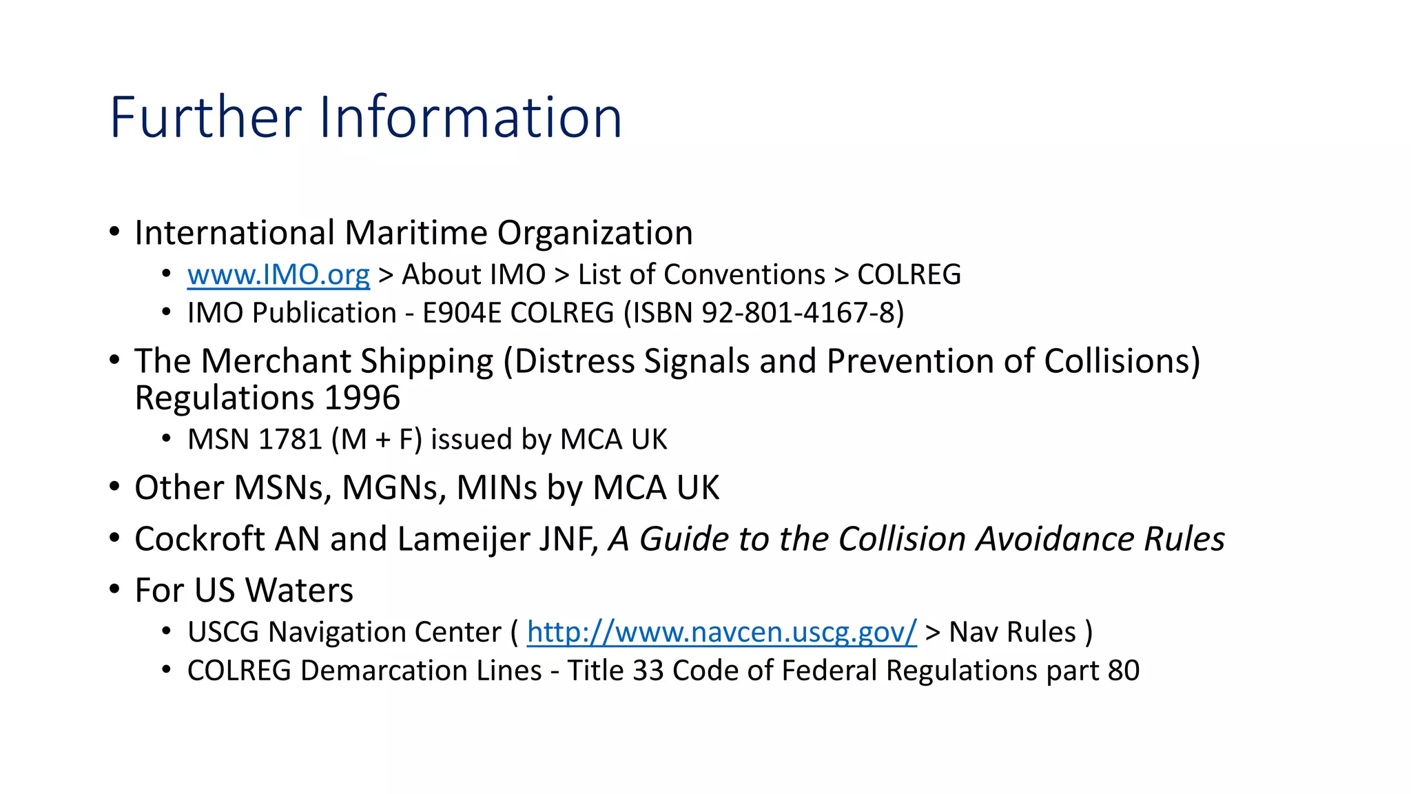 COLREG 1972, A Presentation | PPTX