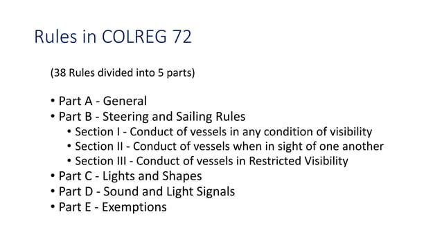 COLREG 1972, A Presentation | PPTX