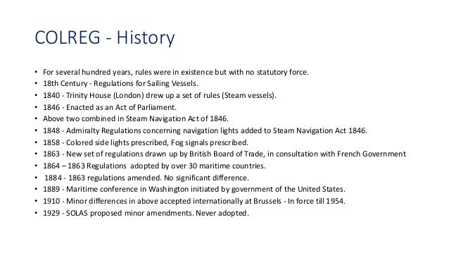COLREG 1972, A Presentation