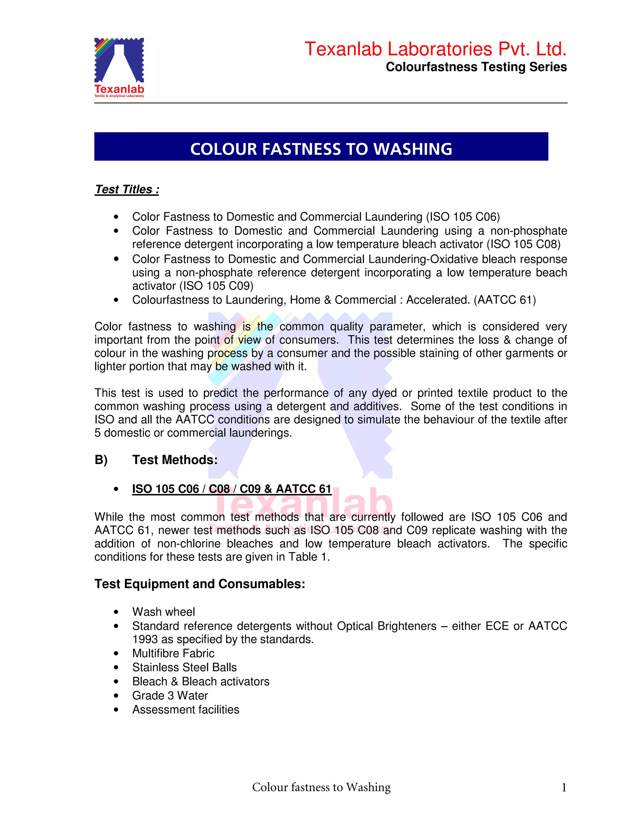 Colrfastness to washing | PDF