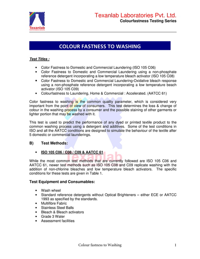 Colrfastness to washing | PDF