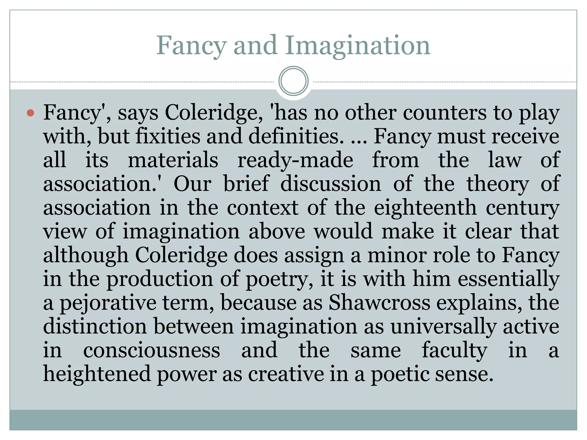 Fancy and Imagination in Biographia Literaria | PPTX