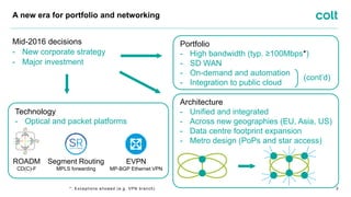 Colt's L3 VPN Evolution: Towards Hybrid MPLS and SD WAN | PPT