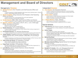 Colt Resources Investor Presentation - Nov 2012 | PDF