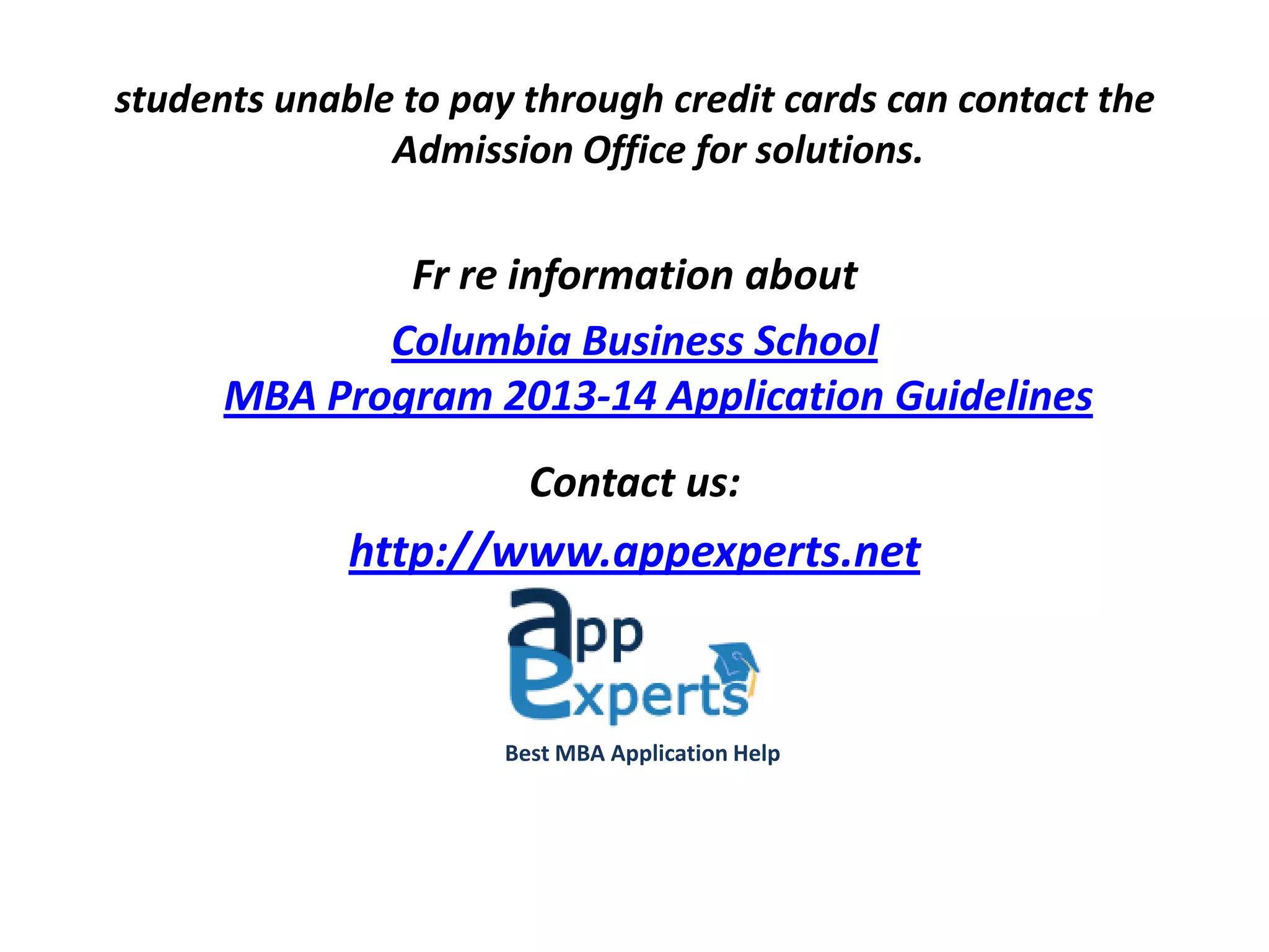 Columbia business school MBA guidelines | PPTX