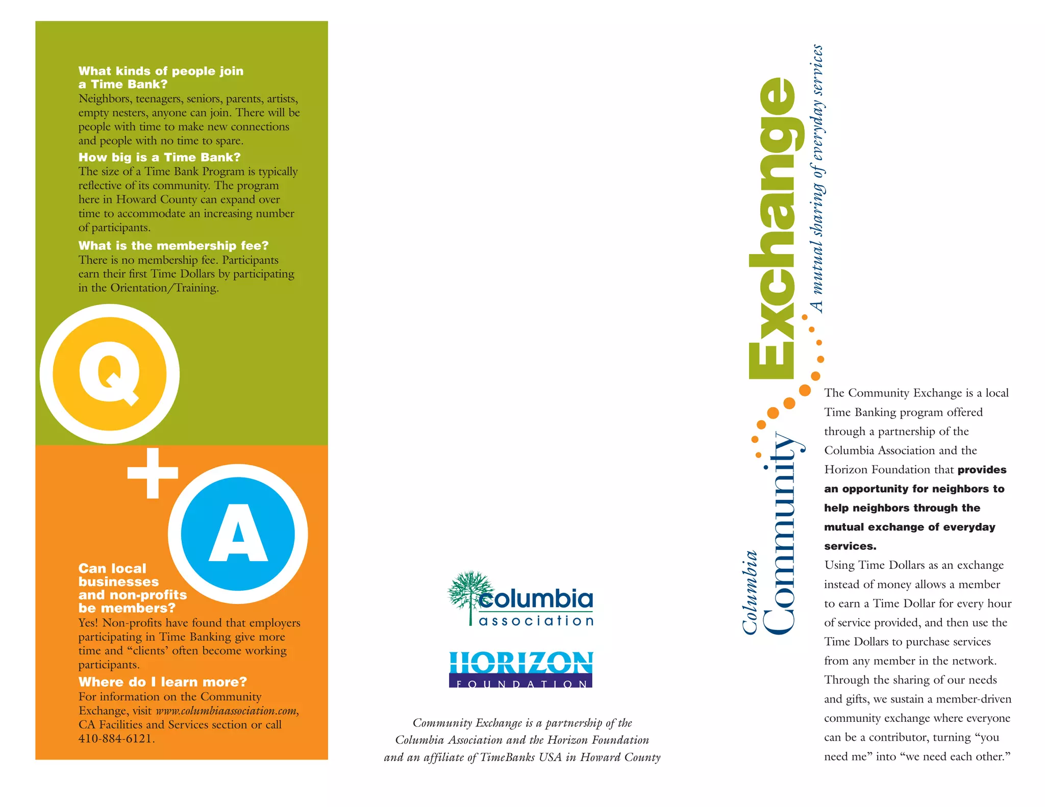 Columbia Community Exchange Brochure | PPT