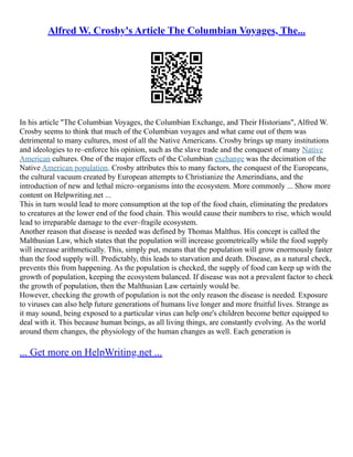 Columbian Exchange Dbq | PDF