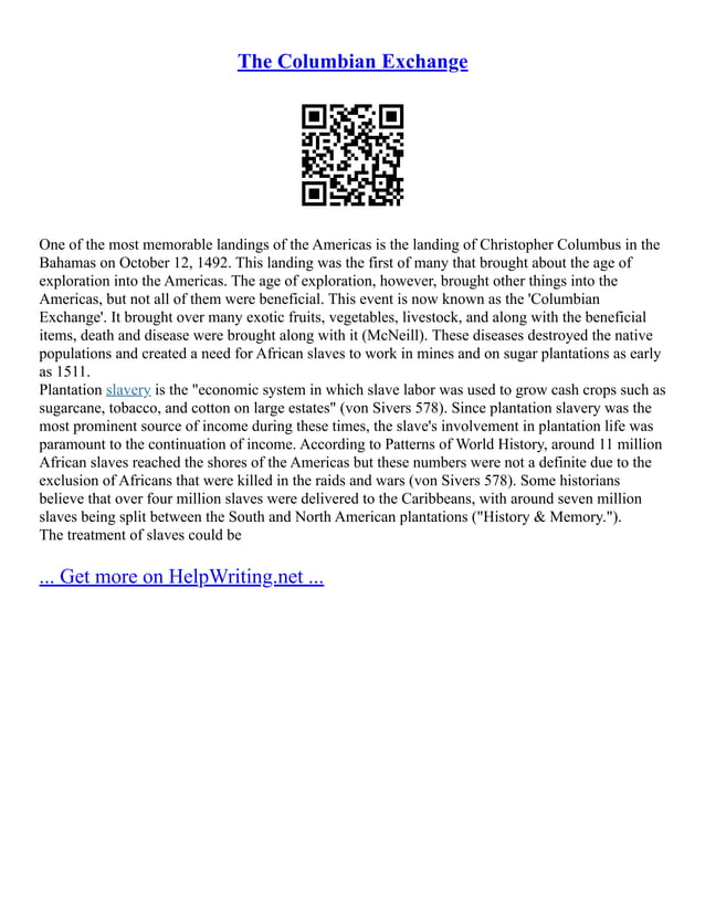 Columbian Exchange Dbq | PDF