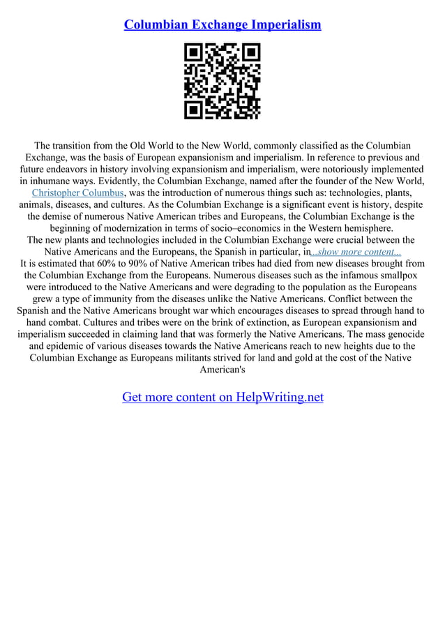 Columbian Exchange Essay | PDF