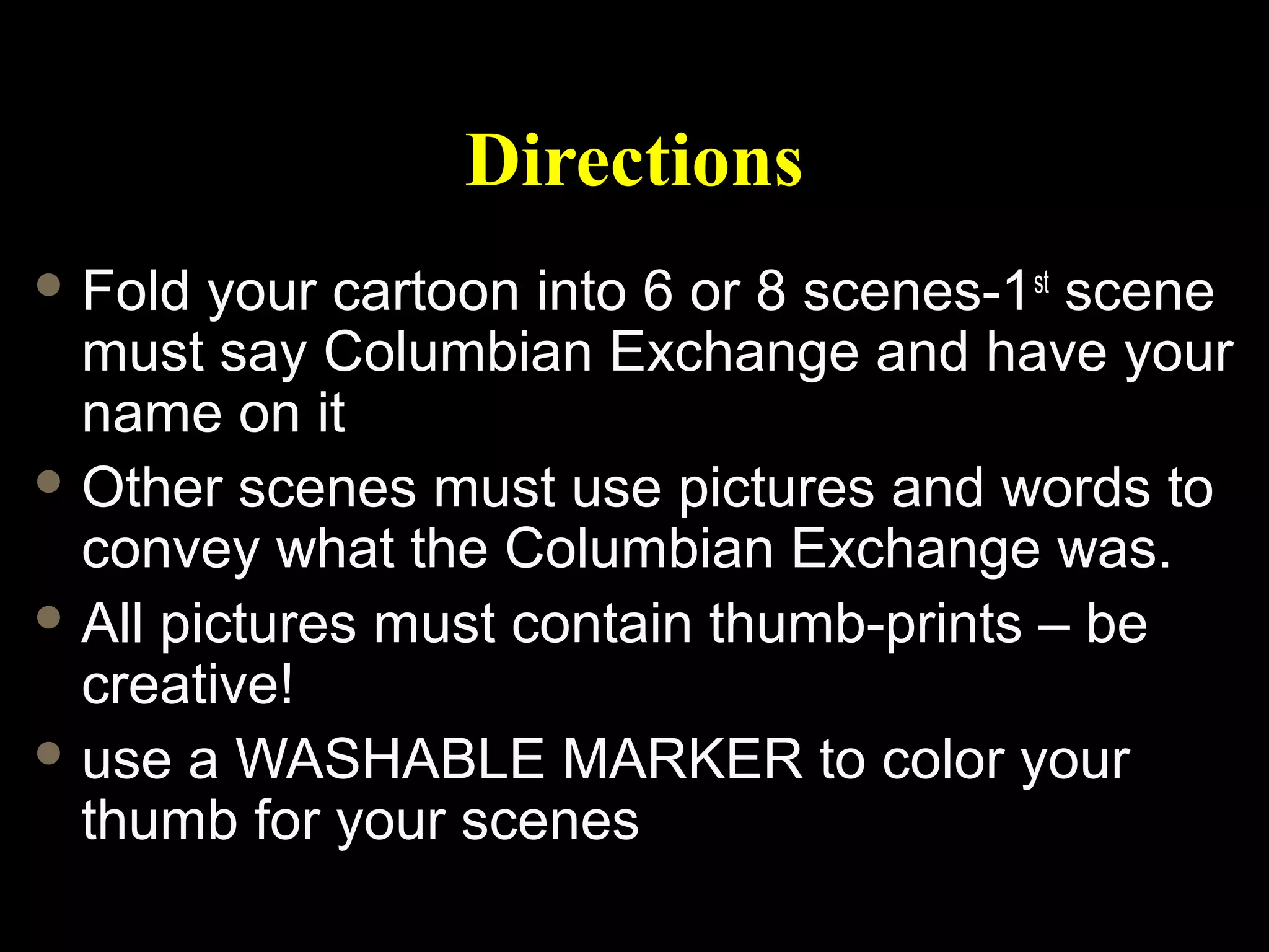 Columbian exchange thumbprint cartoon | PPT