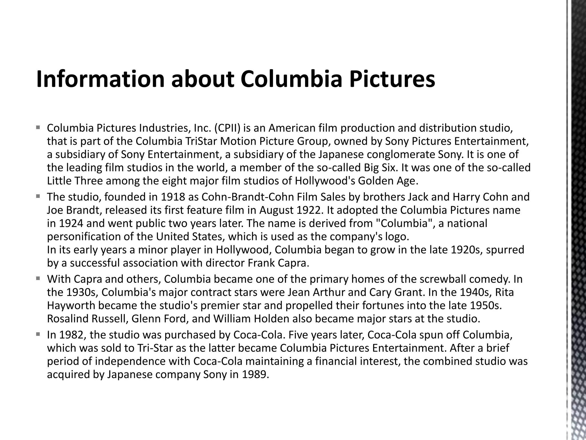 Columbia Pictures | PPTX
