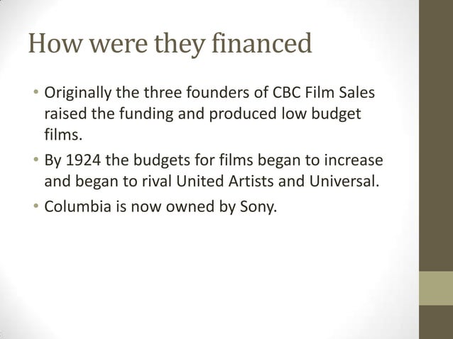 Columbia Pictures Production Presentation | PPTX