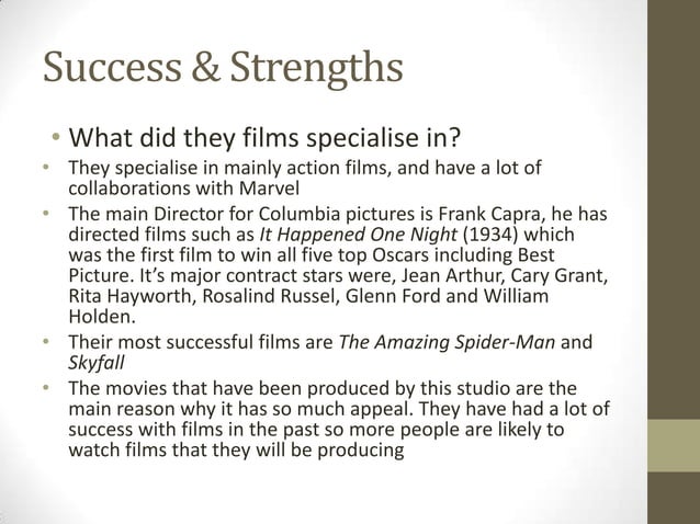 Columbia Pictures Production Presentation | PPTX