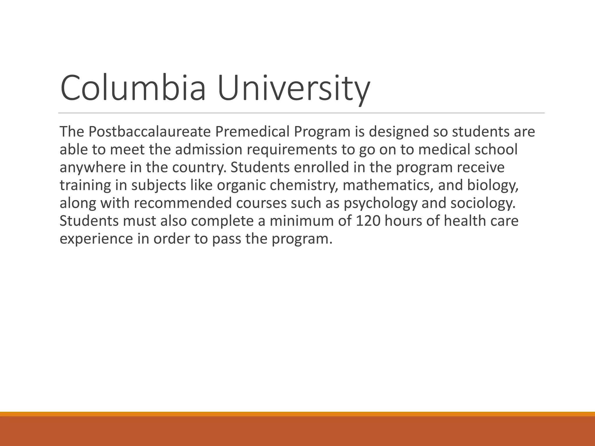 Columbia University School of General Studies - Postbac Program | PPT