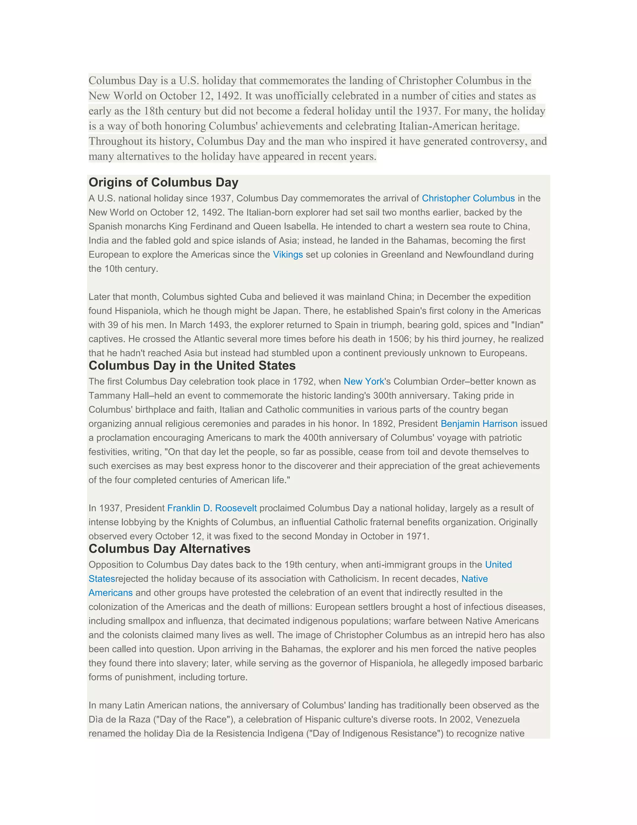 Columbus day | DOCX