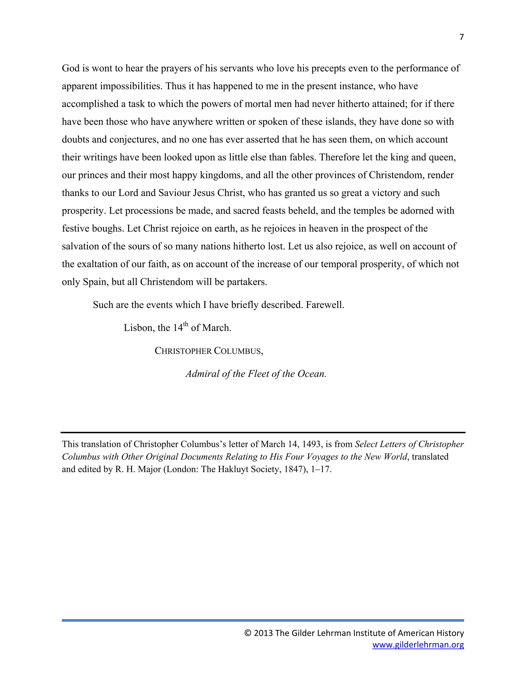 Columbus Letter Complete from the 14th century | PDF