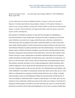 Columbus Letter Complete from the 14th century | PDF