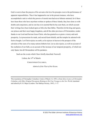 Columbus Letter Complete from the 14th century | PDF