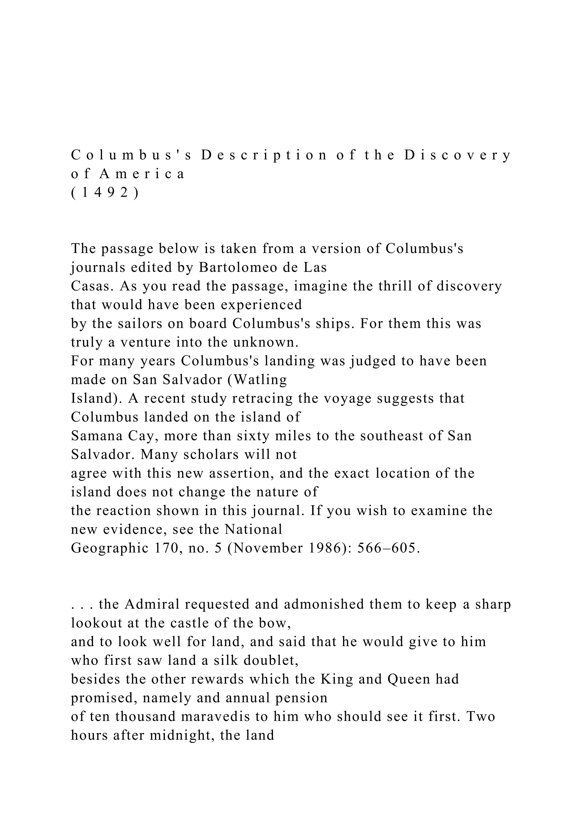 C O L U M B U S S D E S C R I P T I O N O F T H E D I S Docx