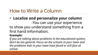 How to write a column opinion article effectively | PPTX