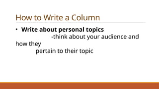 How to write a column opinion article effectively | PPTX
