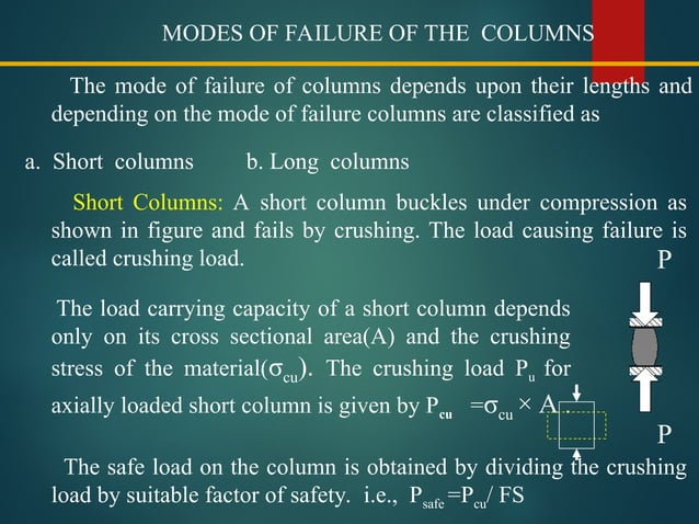 Column and Strut.ppt/ A complete guide on coloumn bending/failure | PPT