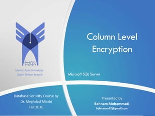 Column Level Encryption in Microsoft SQL Server | PPTX