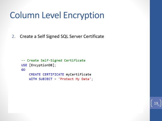 Column Level Encryption in Microsoft SQL Server | PPTX