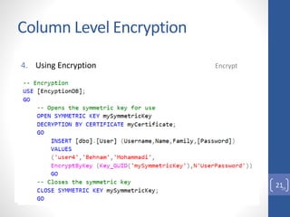 Column Level Encryption in Microsoft SQL Server | PPTX