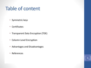 Column Level Encryption in Microsoft SQL Server | PPTX