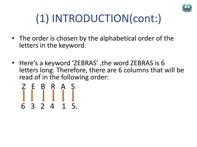 Columnar transposition cipher | PPT Columnar transposition cipher | PPT