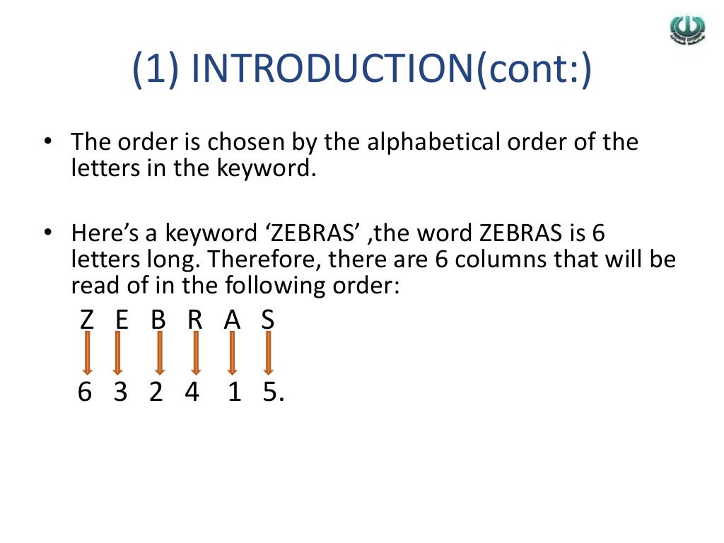 Columnar transposition cipher Columnar transposition cipher