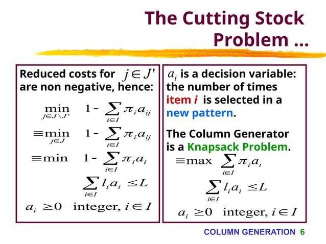 Column Generation method in linear programming | PPT