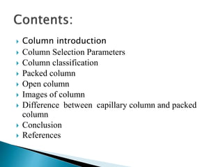 Column in gas chromatography | PPTX
