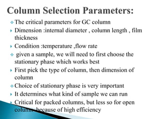 Column in gas chromatography | PPTX