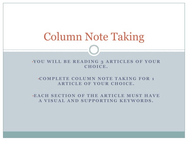 Column Note Taking | PPT