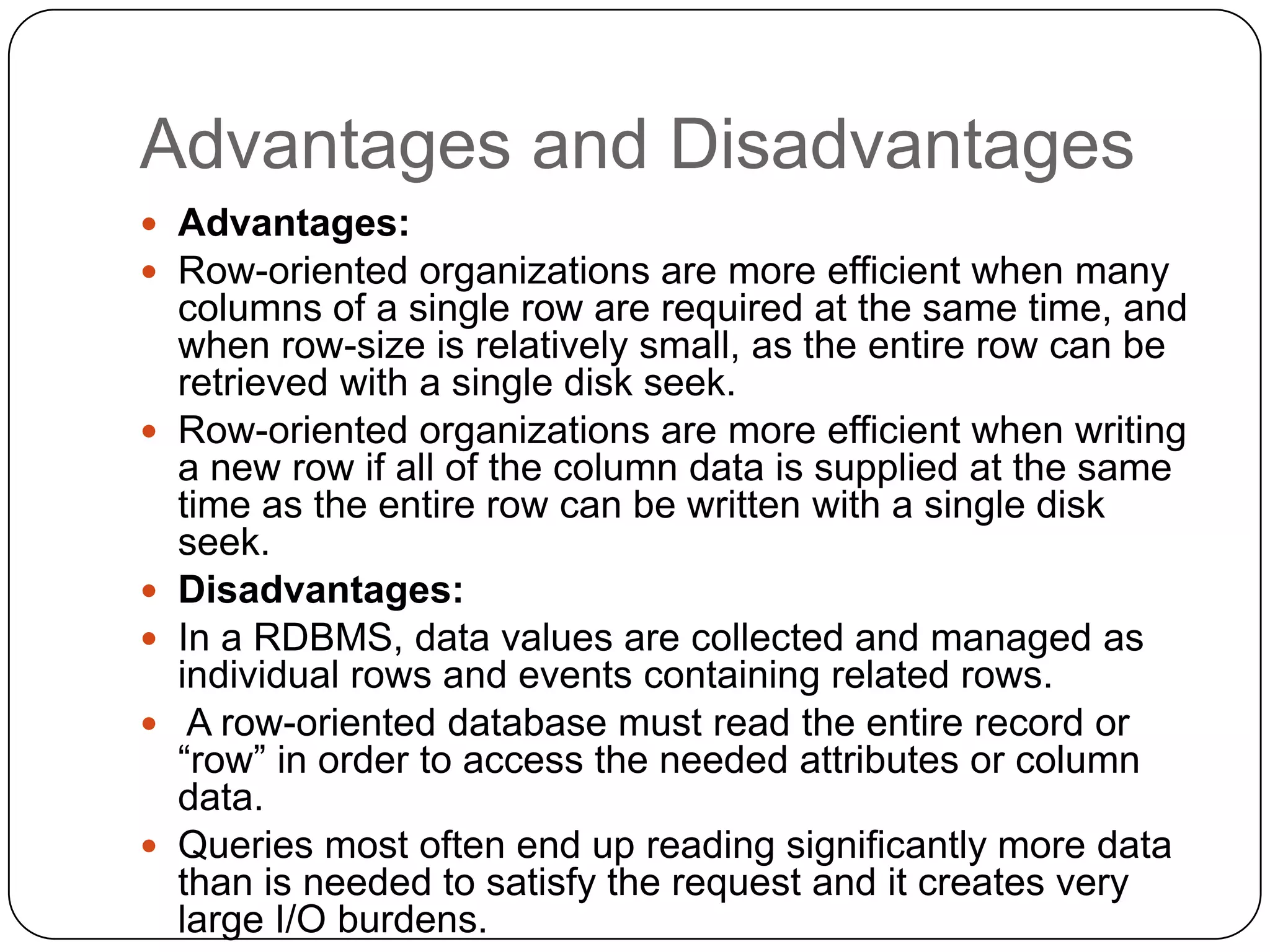 Column Oriented Database Pptx Databases Computer Software And