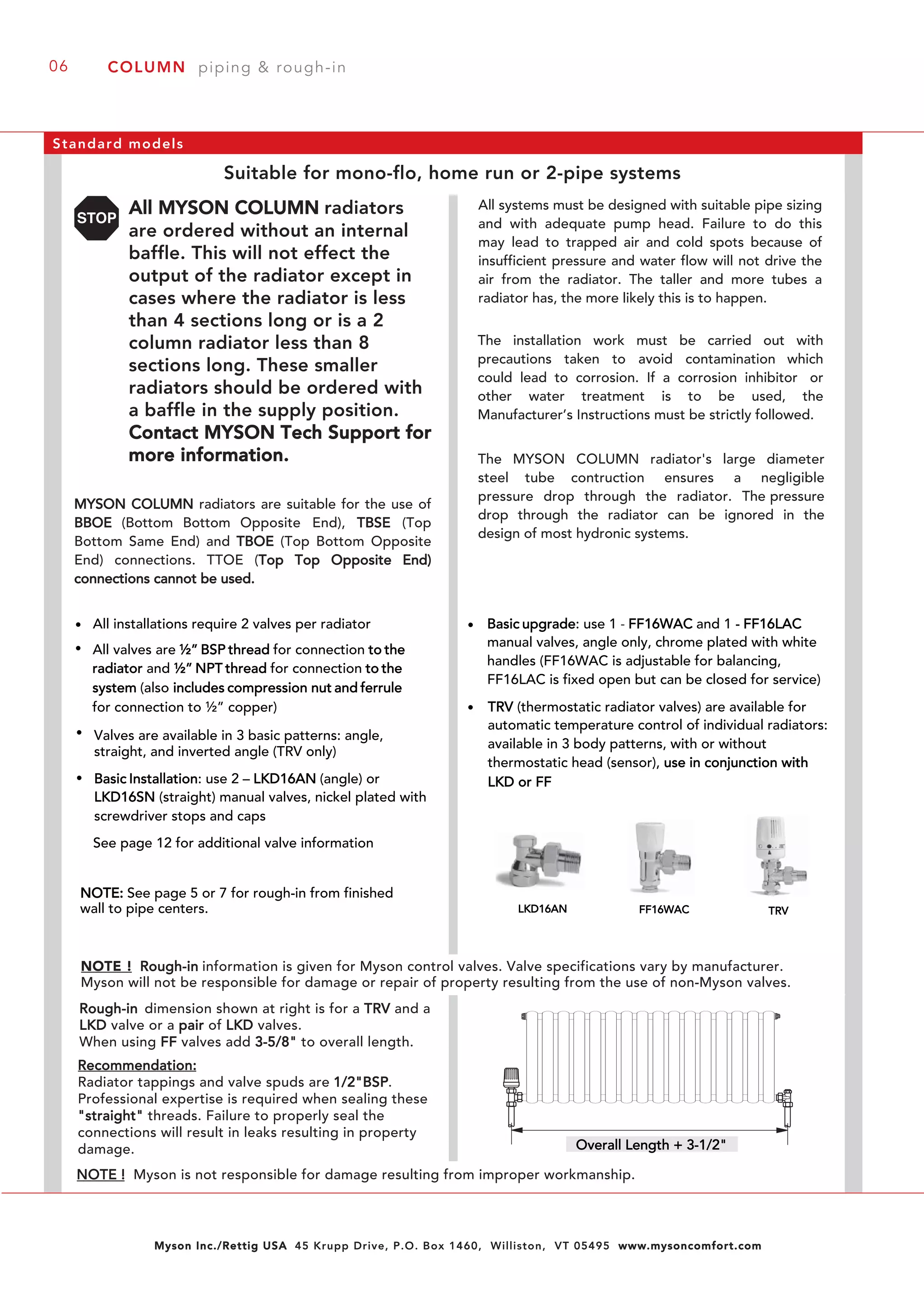 Column Radiator Series Installation & Technical Guide - Just Rads | PDF