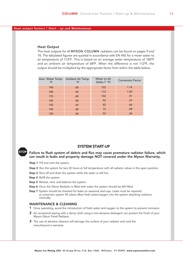 Column Radiator Series Installation & Technical Guide - Just Rads | PDF