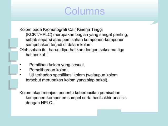 Columns pada HPLC | PPT