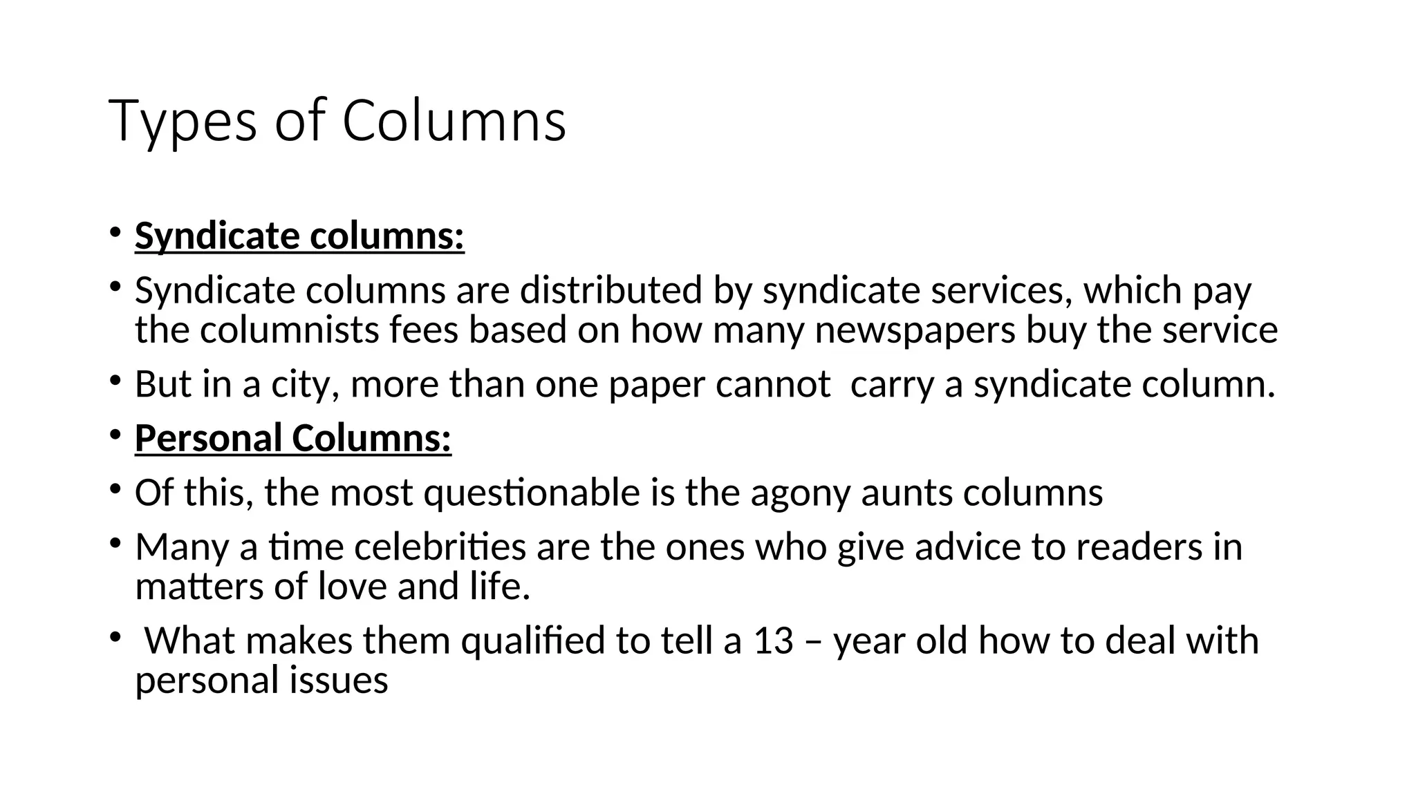 Column writing in journalism 1111111111.ppt