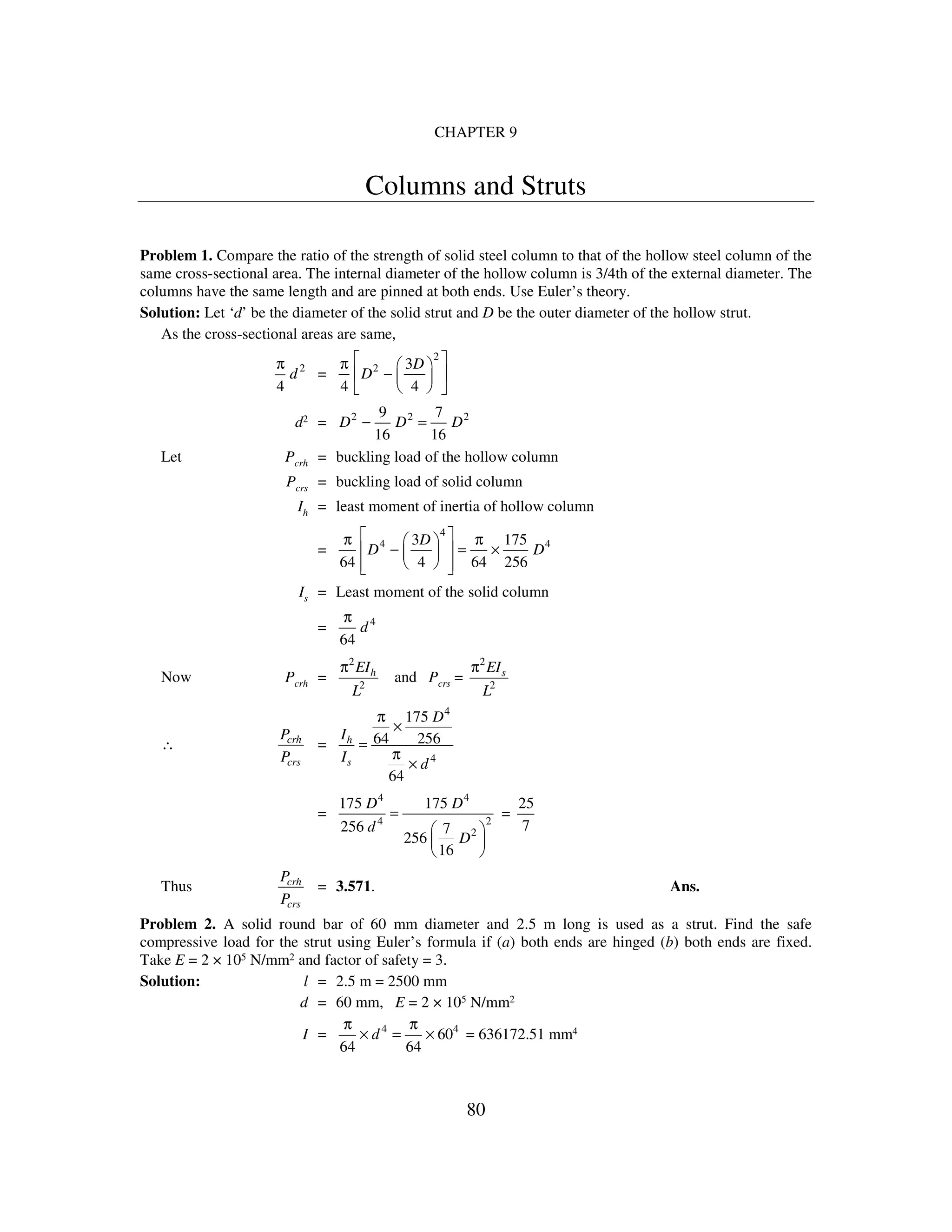Numericals on Columns and struts_-_solved | PDF