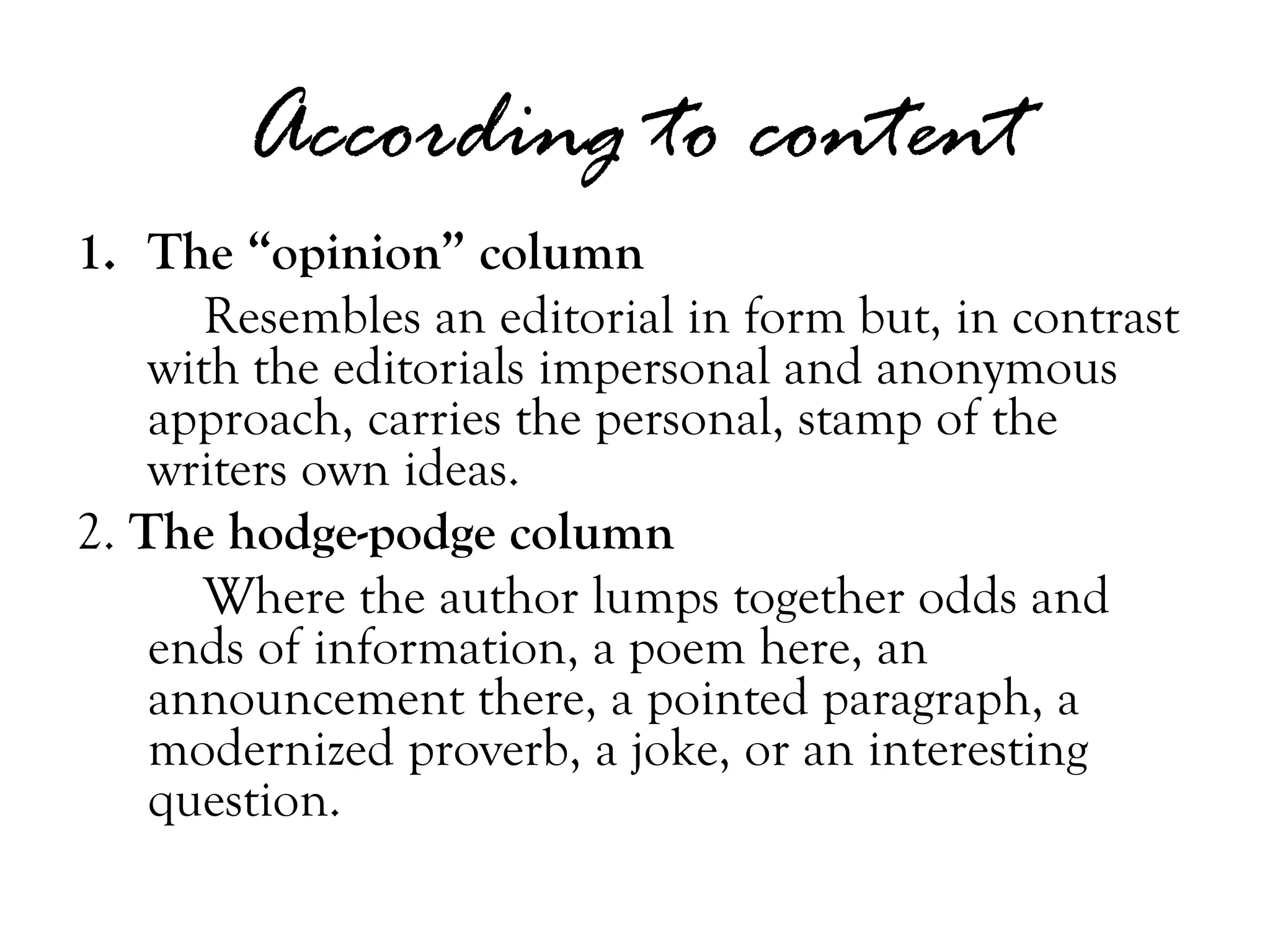 Column writing | PPT